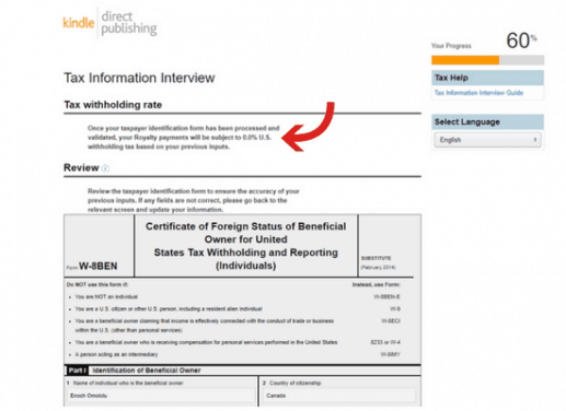 Amazon Kindle Self-Publishing: How To Avoid 30% U.S. Withholding Tax